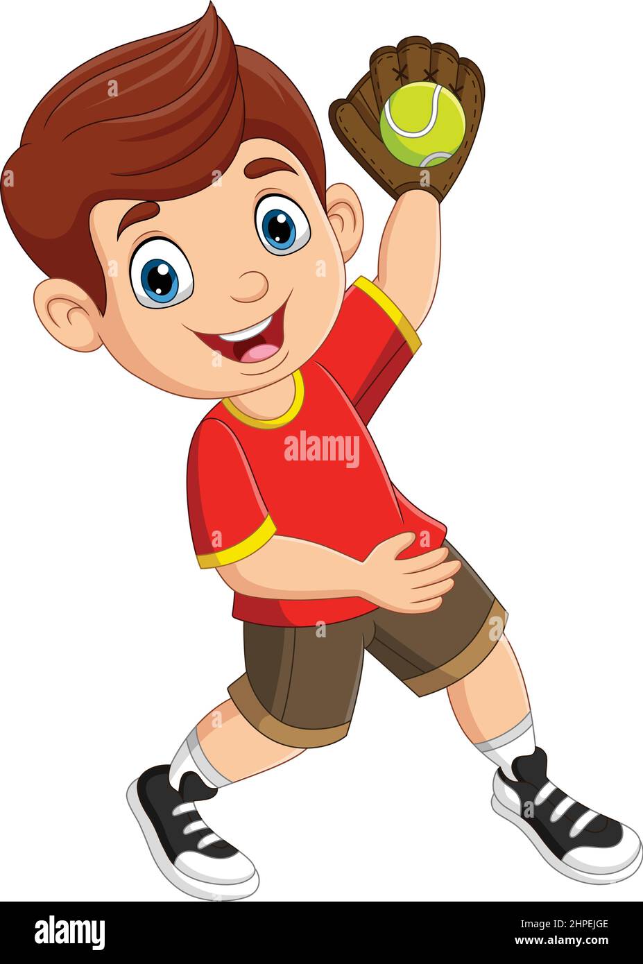 Cartoon little boy playing a baseball Stock Vector Image & Art - Alamy