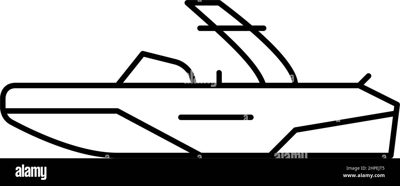 wakeboard ski boat line icon vector illustration Stock Vector Image ...