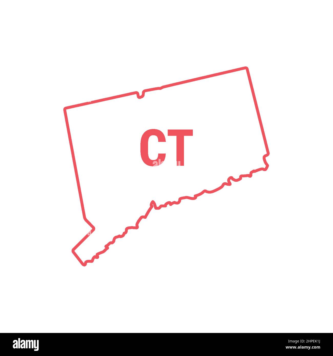 Connecticut US state map red outline border. Vector illustration ...