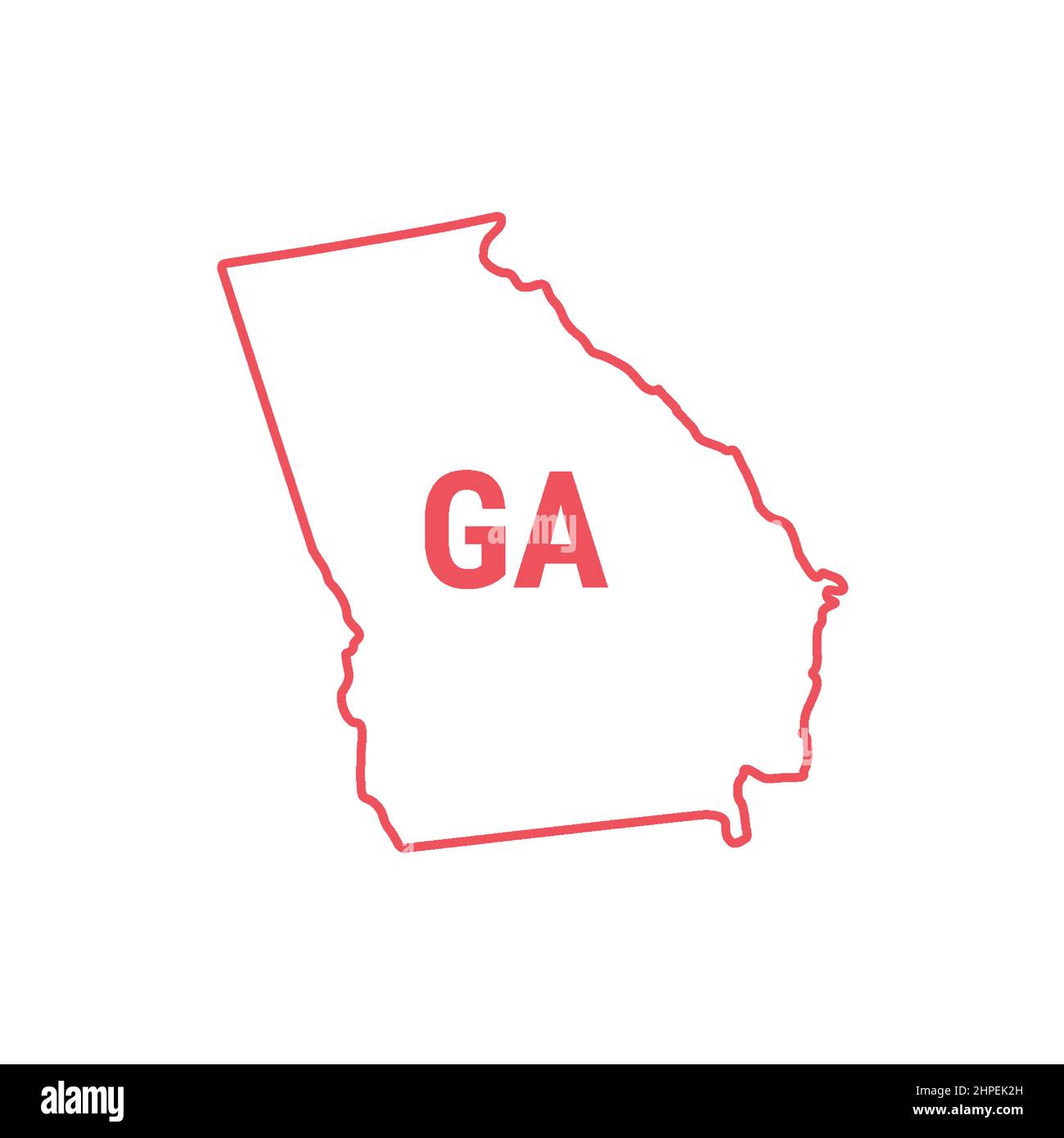 Georgia US state map red outline border. Vector illustration isolated ...