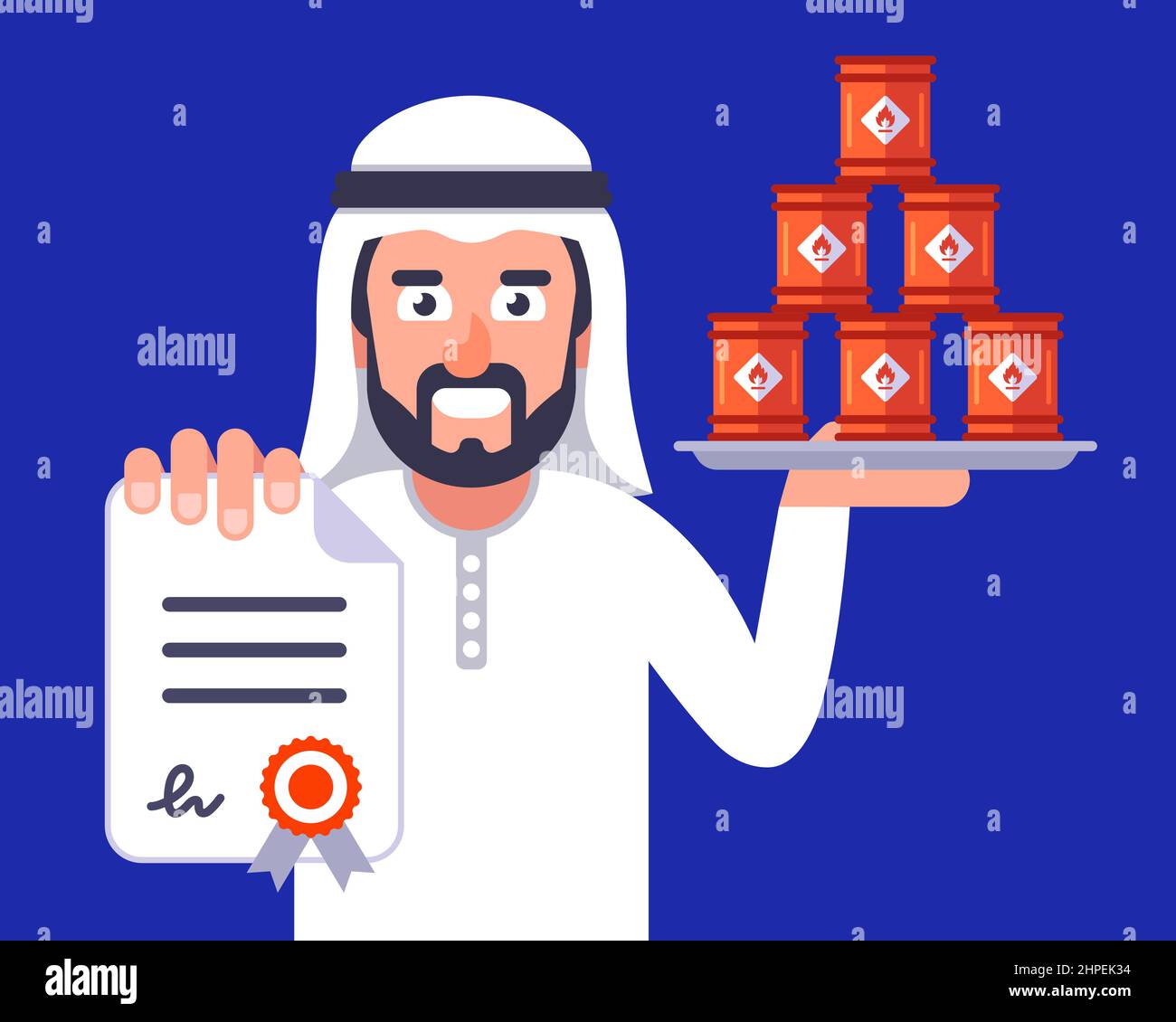 an Arab is negotiating for the supply of oil. flat vector illustration ...