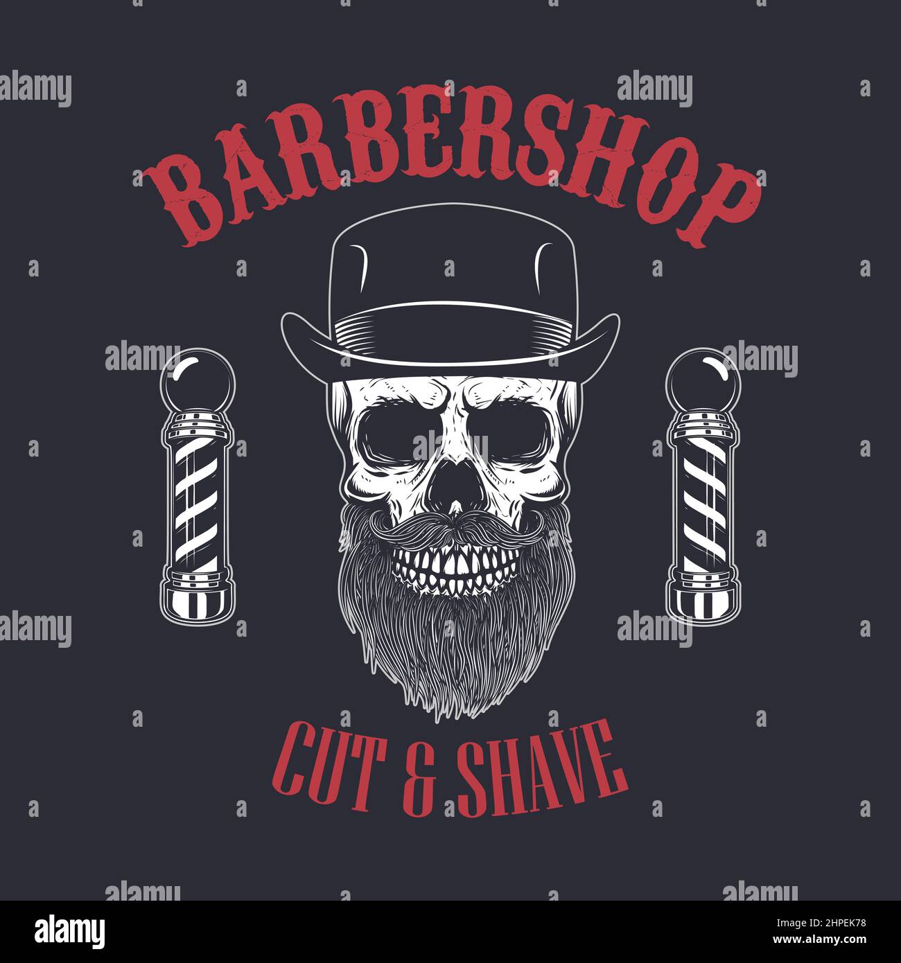 Retro barber shop logo skull hi-res stock photography and images - Alamy