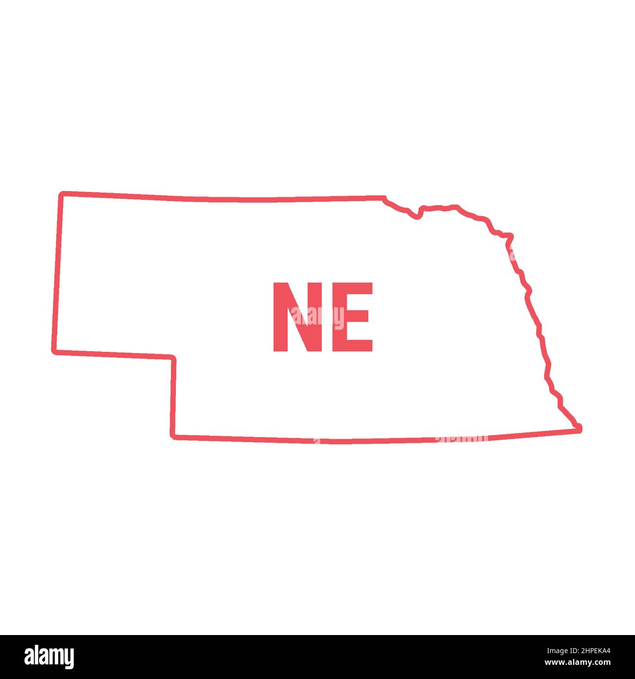 Nebraska US state map red outline border. Vector illustration isolated ...