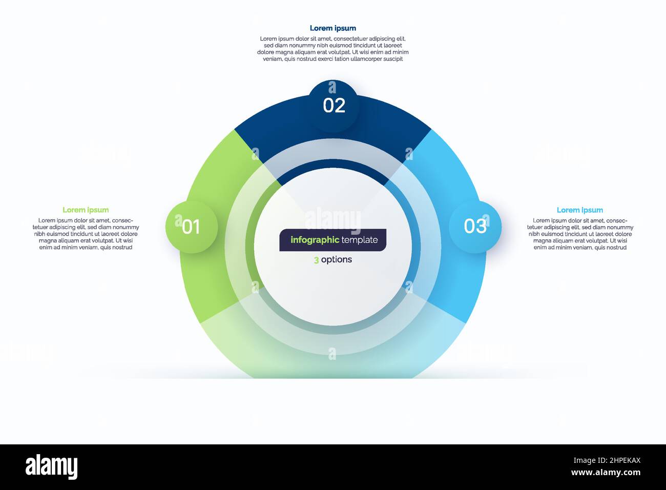 Three option circle infographic design template. Vector illustration ...