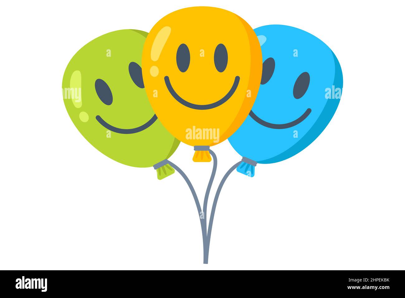 three smiling balloons. holiday decoration. flat vector illustration ...