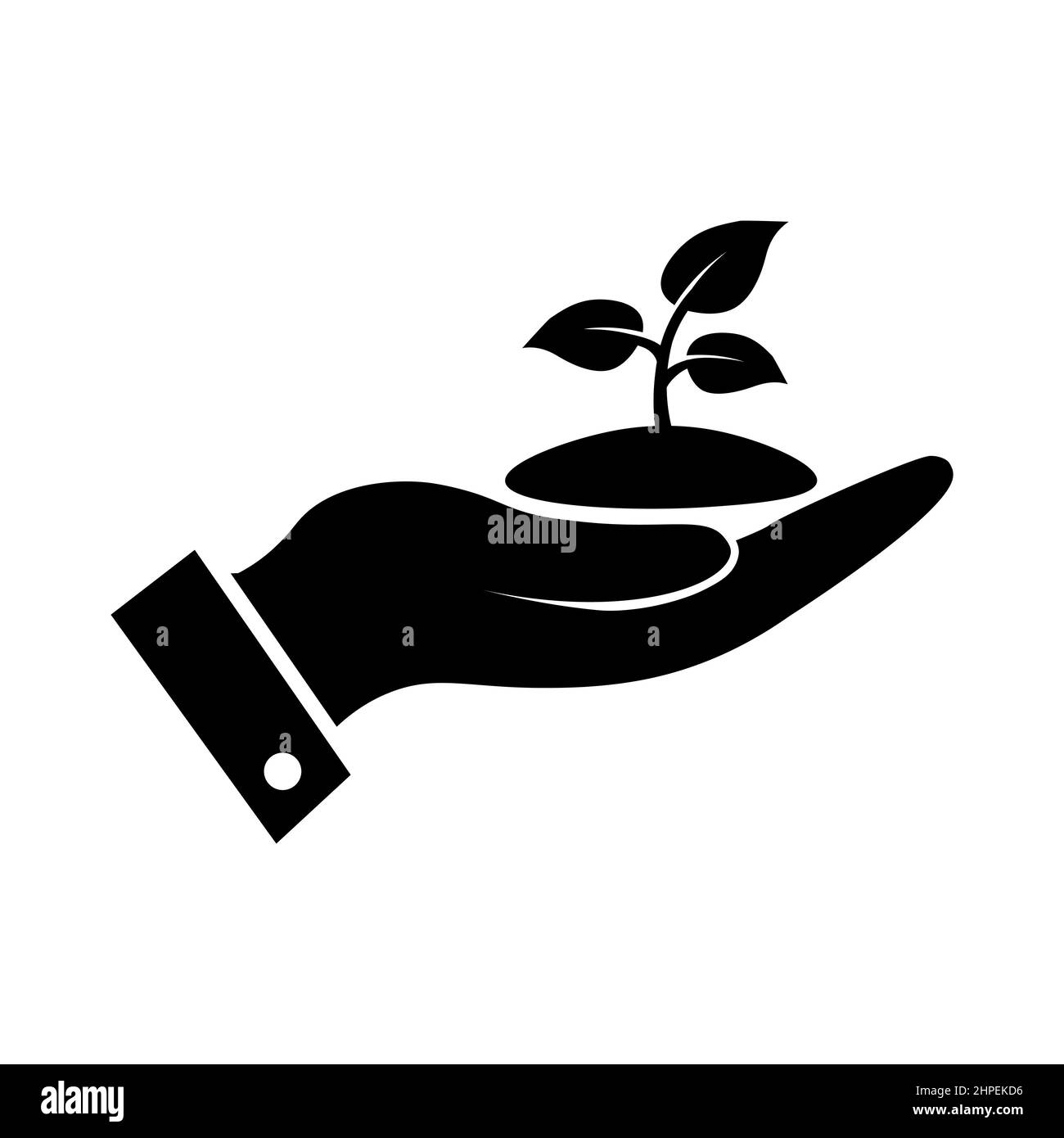 Plant in hand icon. Seedling sign in flat style. Leaf nature symbol ...