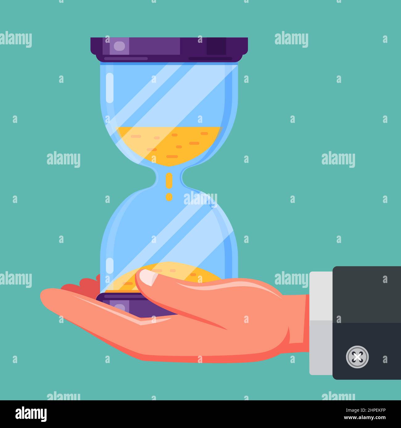 Hand holding hourglass Stock Vector Images - Alamy