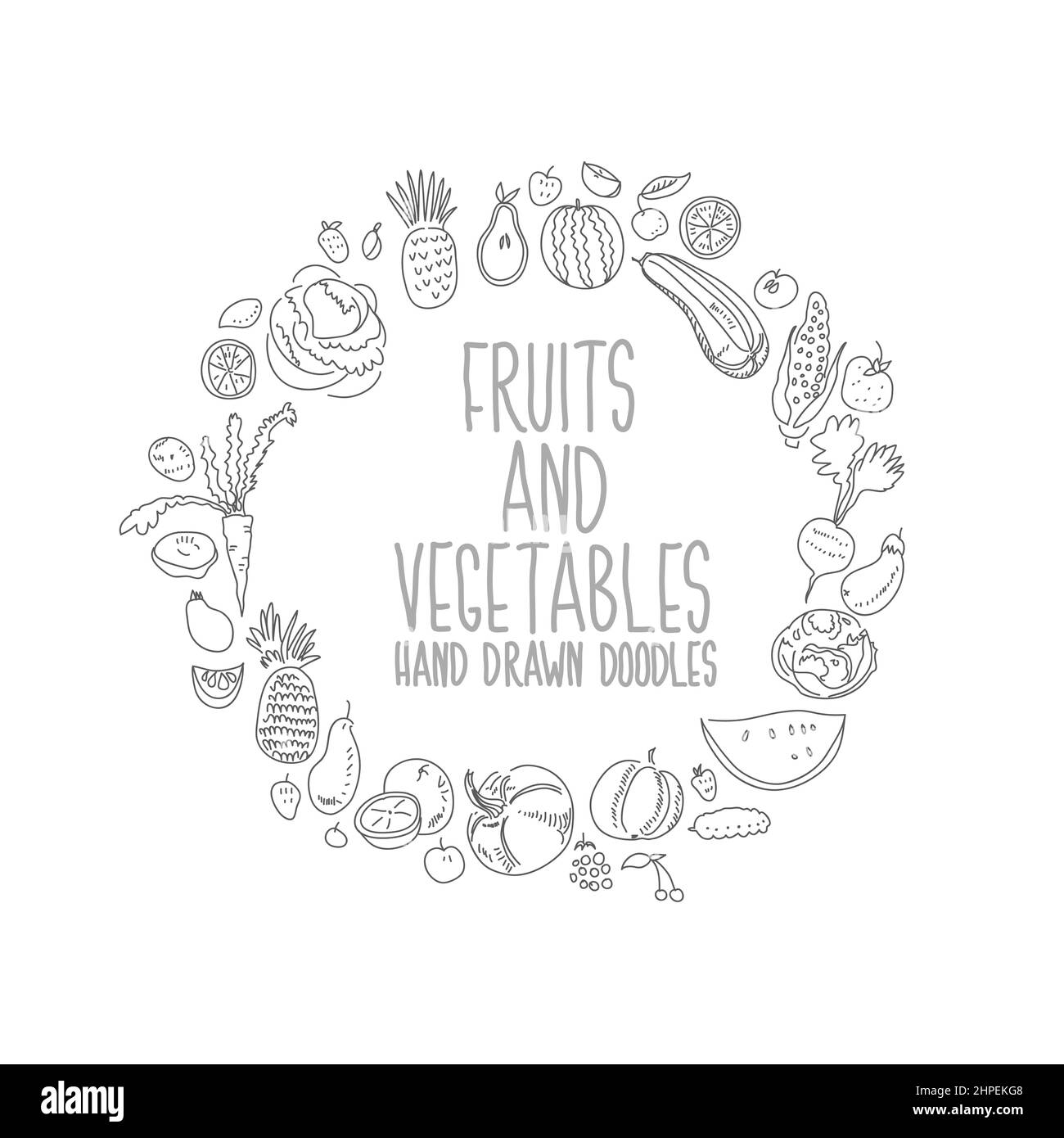Hand drawn vegetables doodle sketch on white Stock Vector Image & Art ...