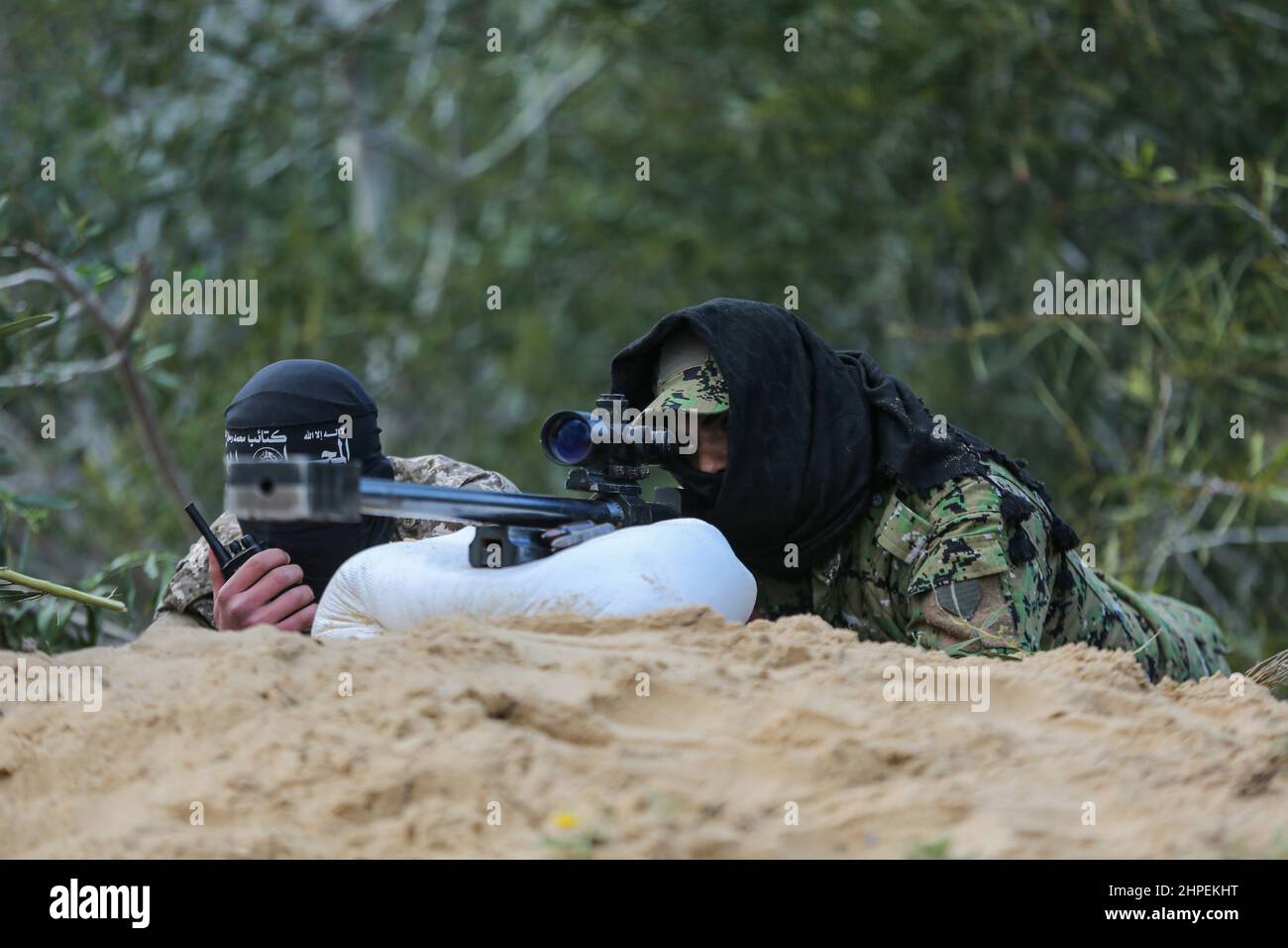 Gaza Strip, Palestine. 19th February, 2022. Fighters from the ...