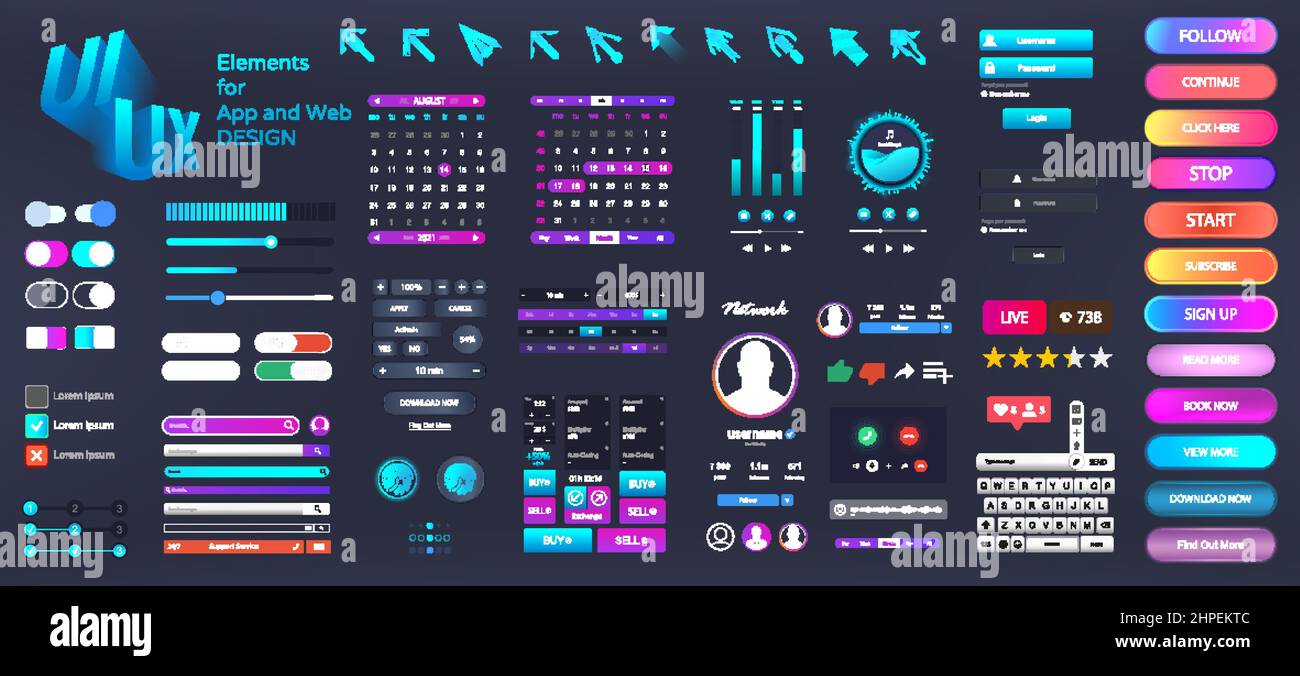 Modern set elements interface for Web and App. UI, UX, Kit Stock Vector Image & Art - Alamy