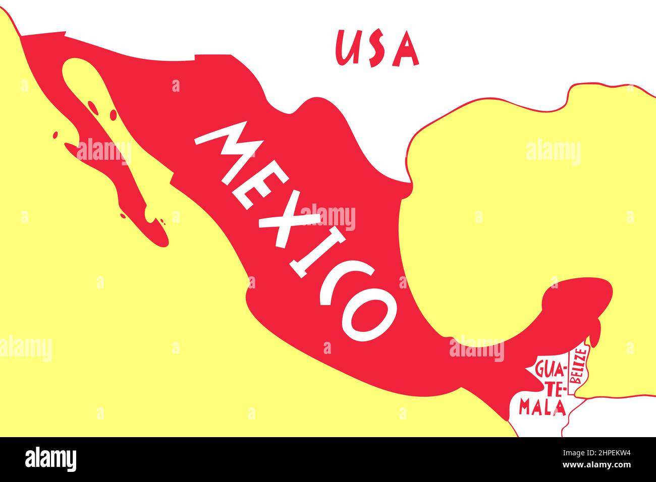 Vector hand drawn stylized map of Mexico and neighboring countries ...