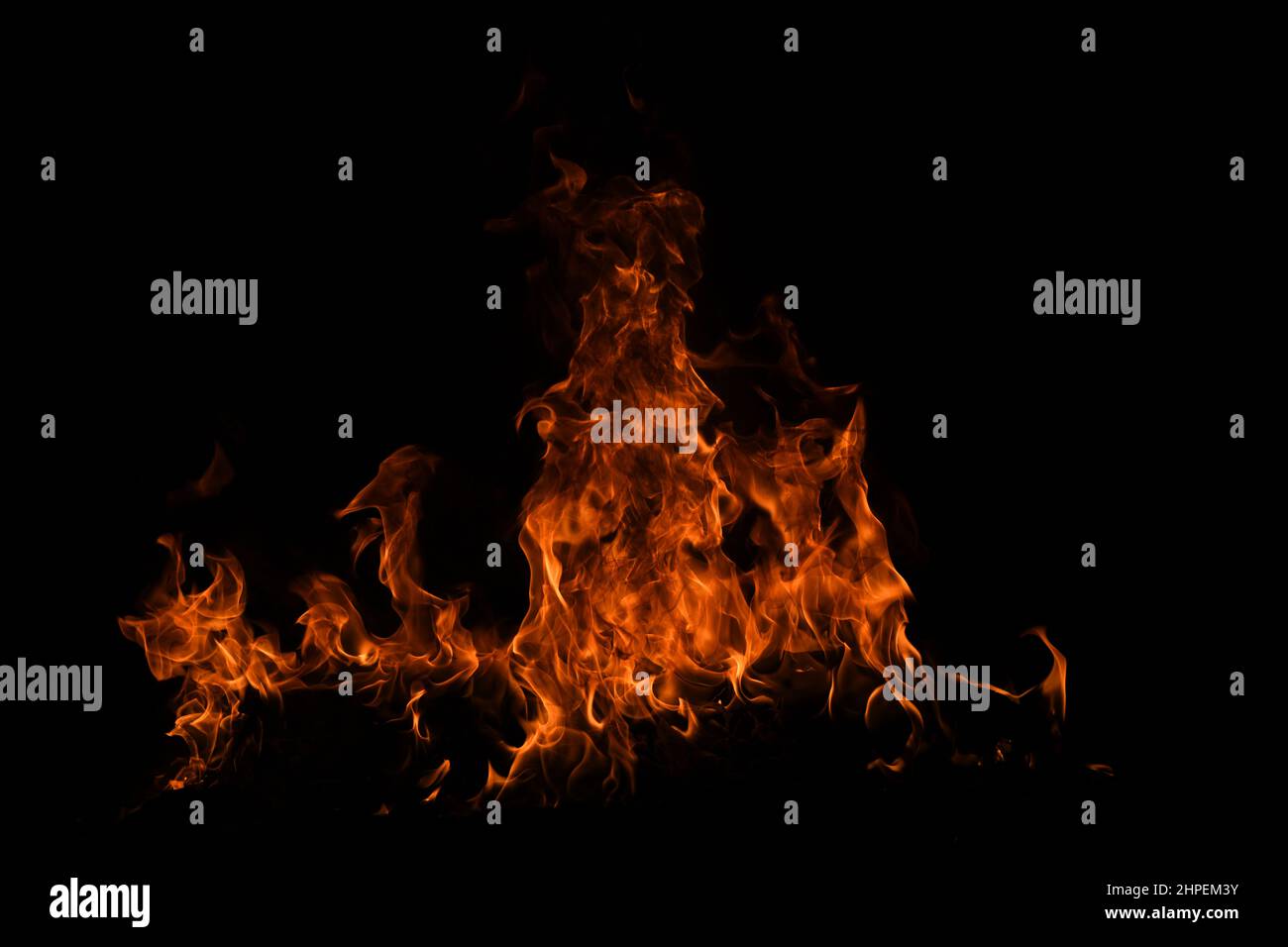 Texture of fire on a black background. Abstract fire flame background ...