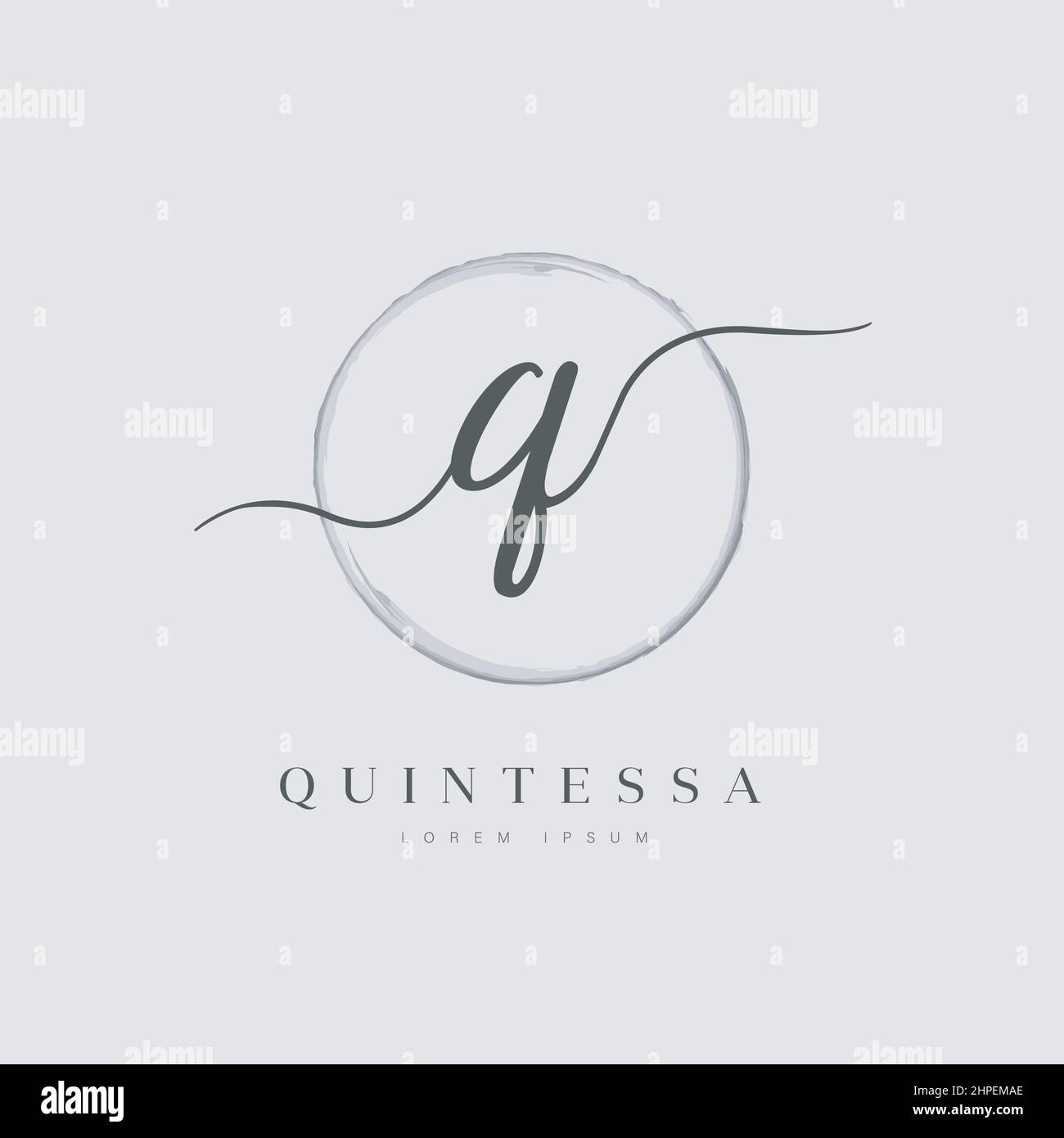 Elegant Initial Letter Type Q Logo With Brushed Circle Stock Vector ...
