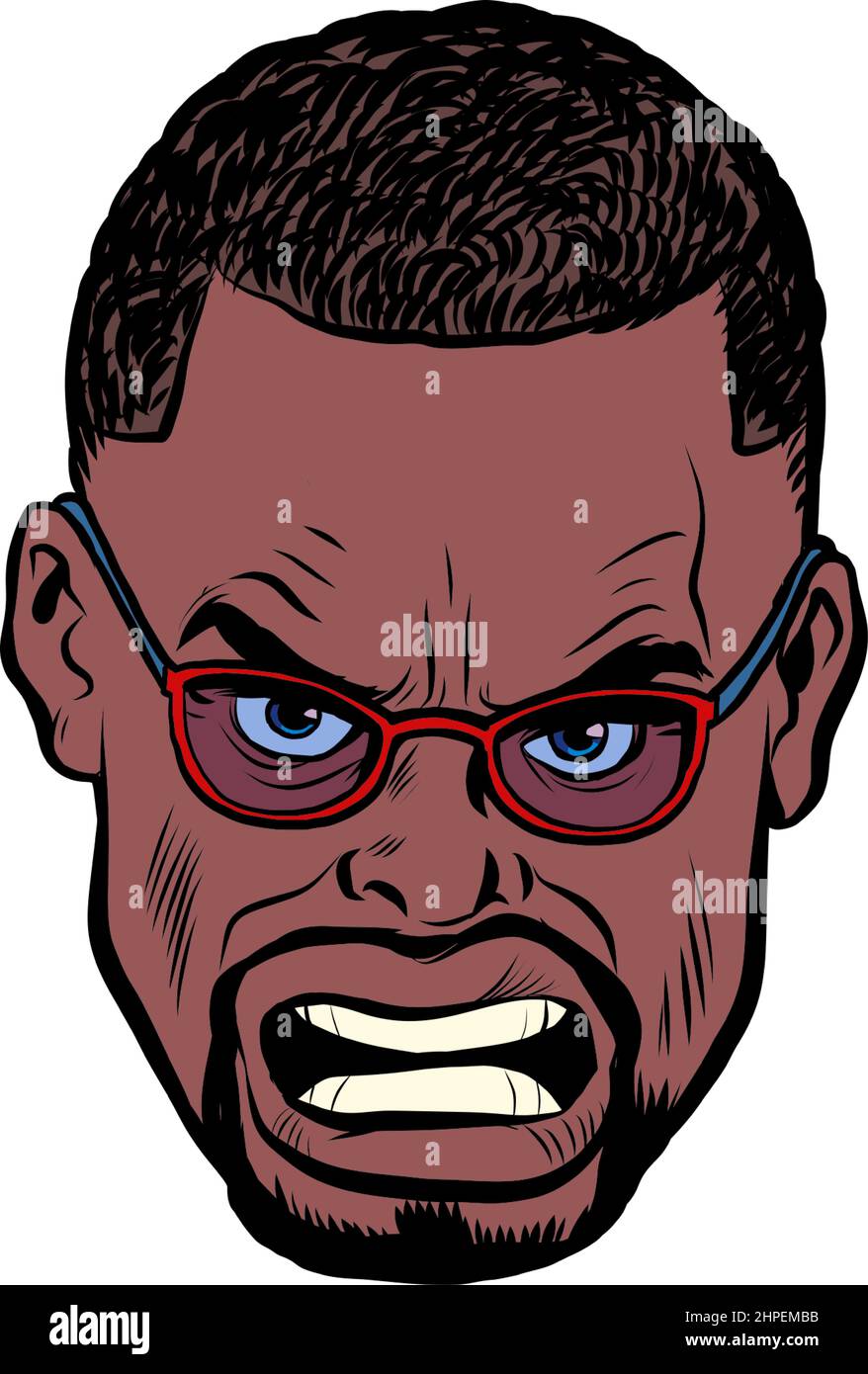 Angry african male face, human emotions. Pop art illustration Stock ...