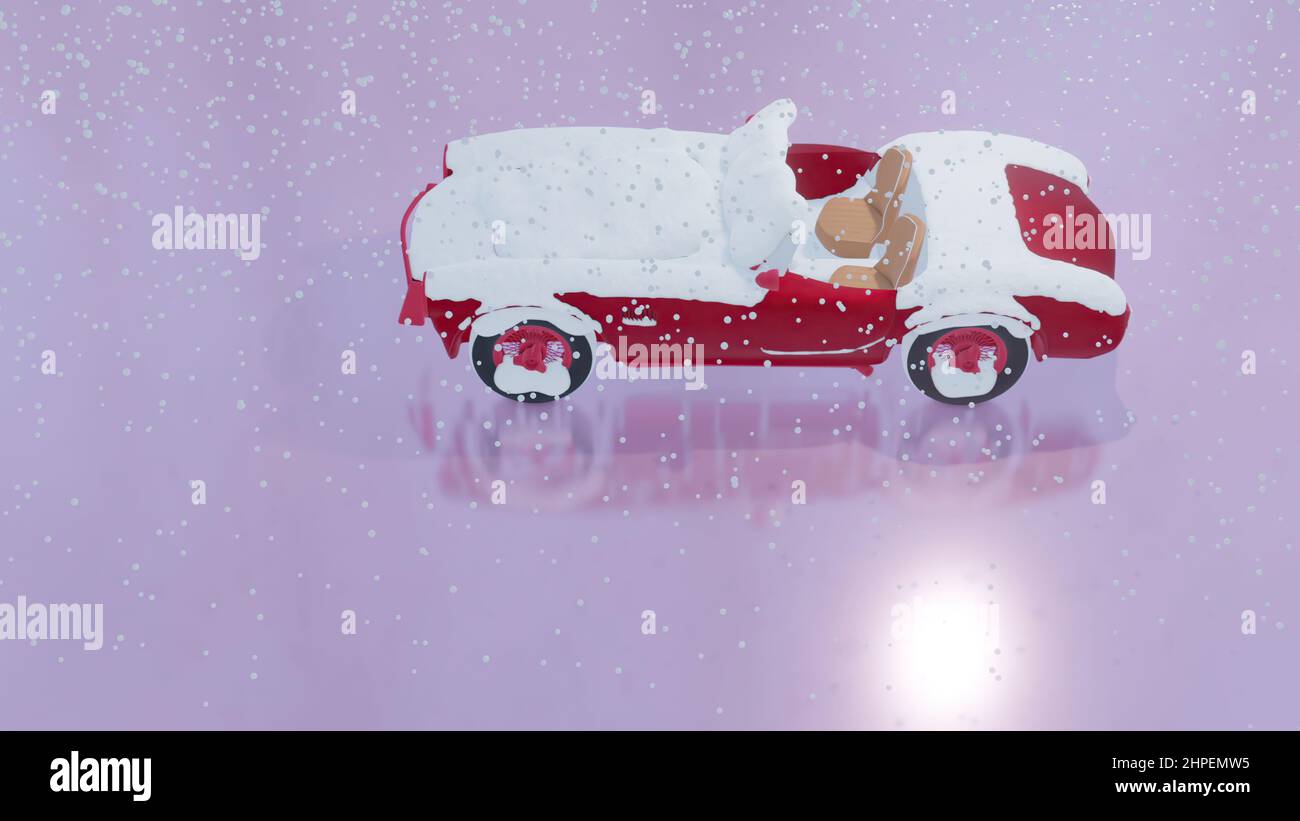 3d illustration - snow falling on car in cartoon style.Blizzard Stock ...