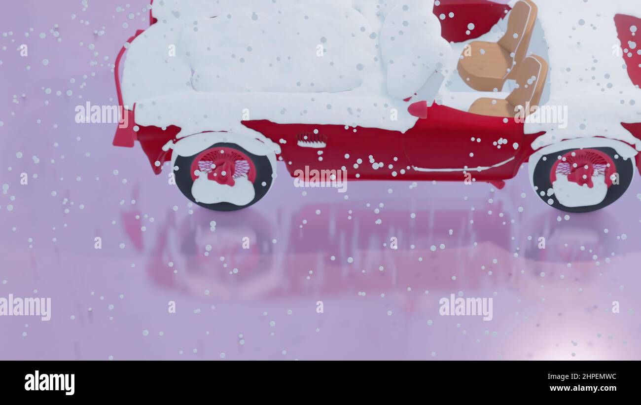 3d illustration - snow falling on car in cartoon style.Blizzard Stock ...