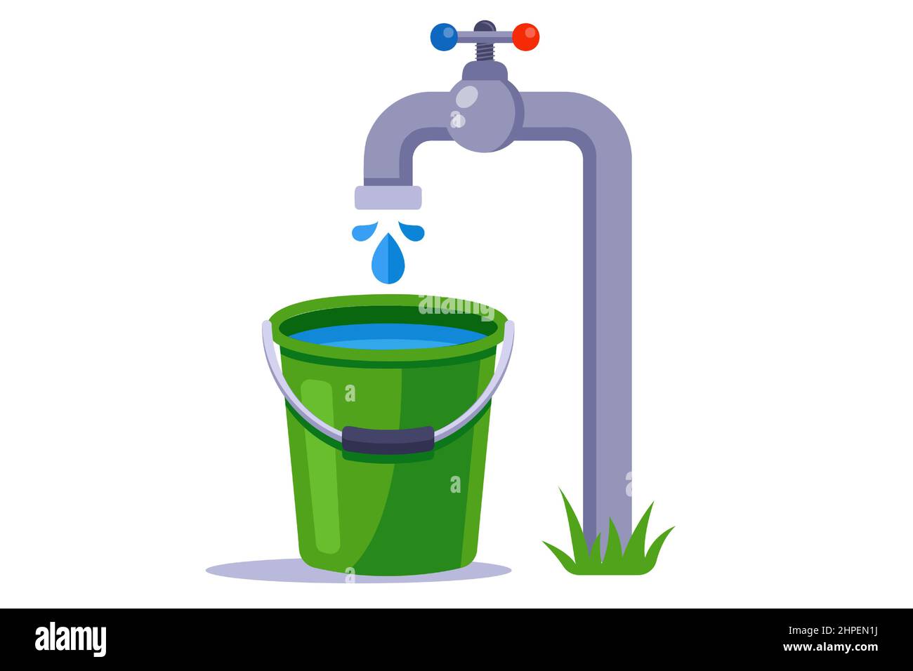fill a green bucket with water. clean tap water. flat vector ... fill a green bucket with water. clean tap water. flat vector ...