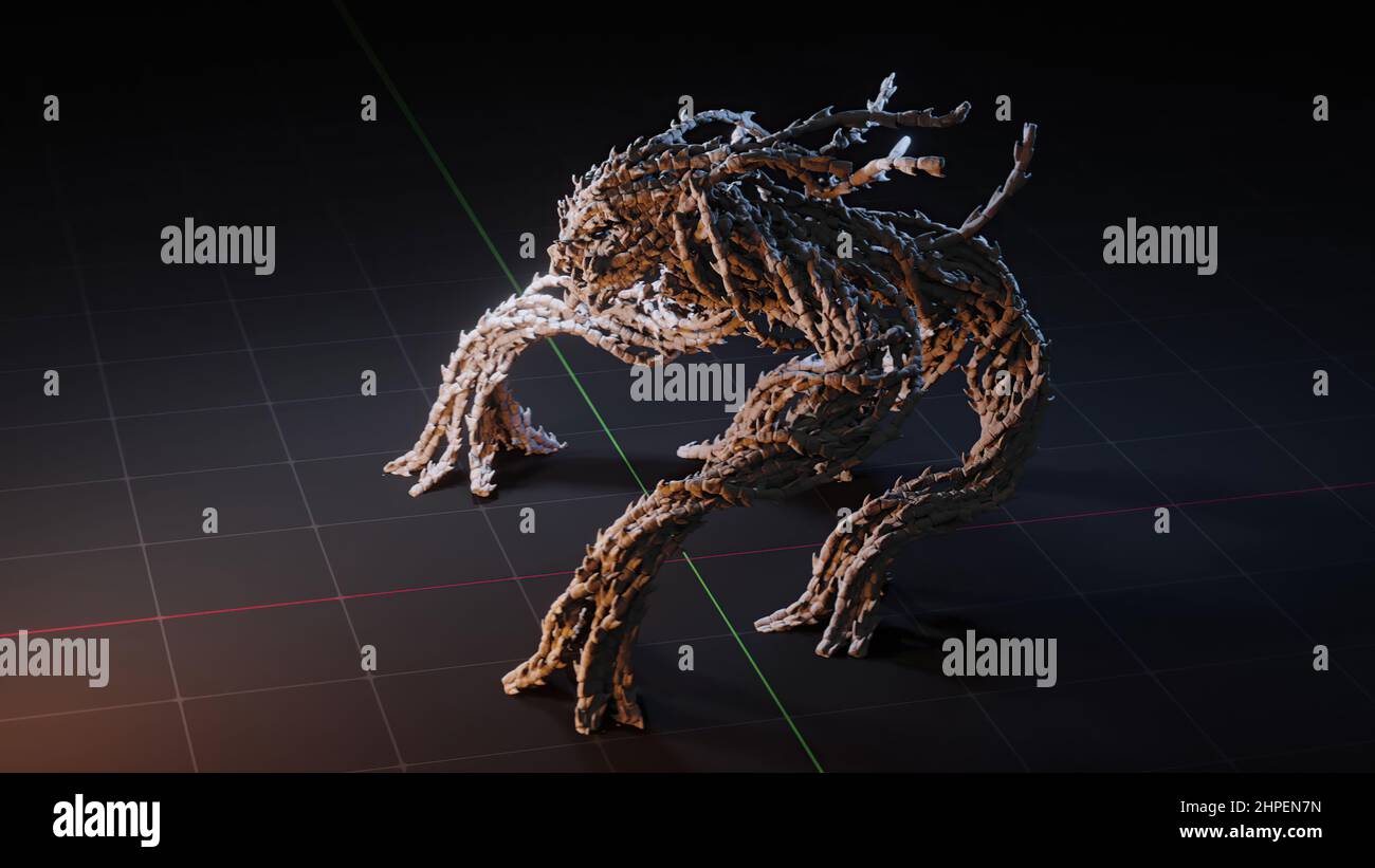 3d illustration - A monster made of vine, a forest spirit with terrible ...