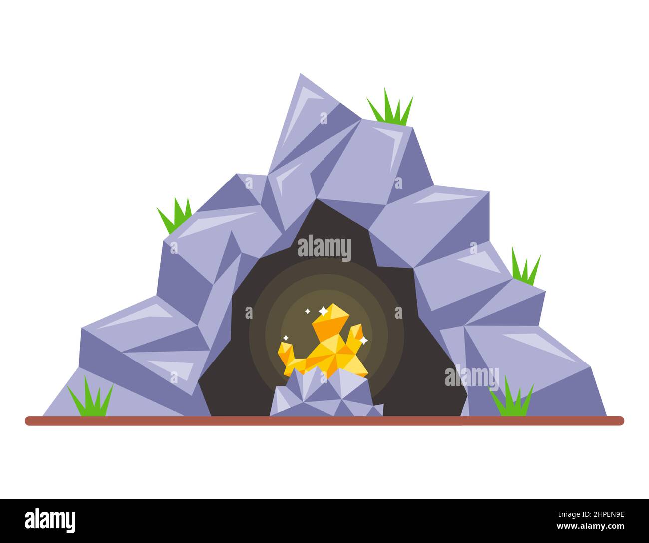 gold nugget in a dark cave. flat vector illustration Stock Vector Image ...