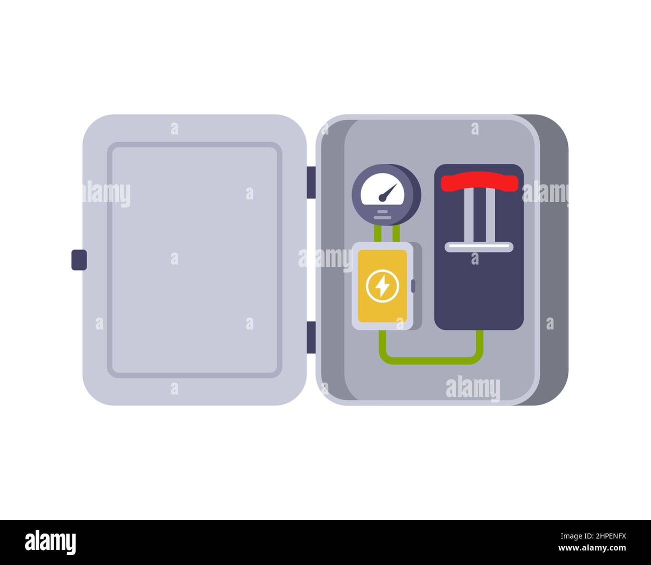 iron box with electrical equipment. a switch to turn off the ...