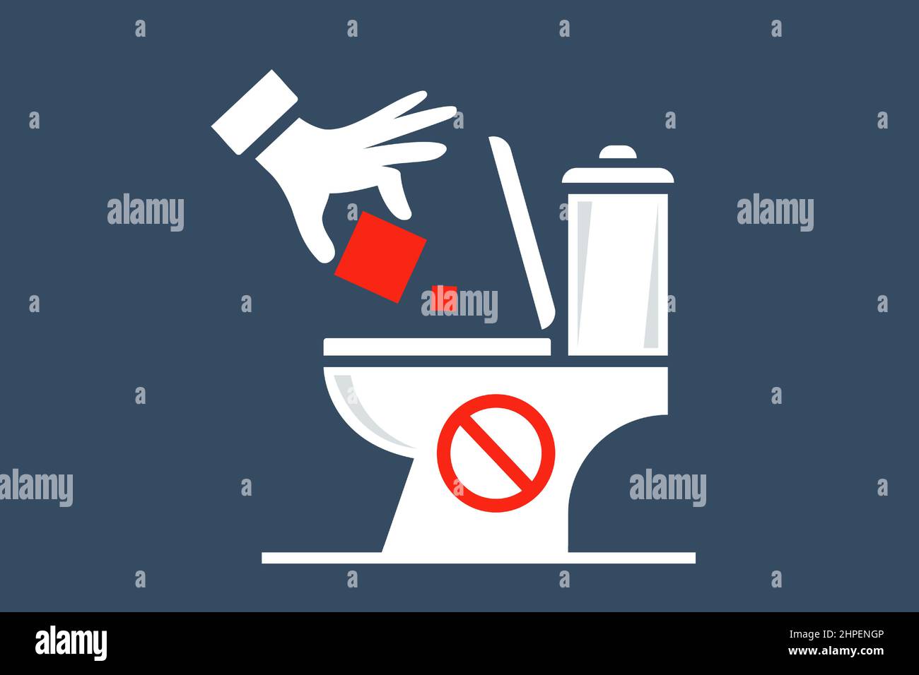 throw household waste into the toilet. flat vector illustration Stock ...