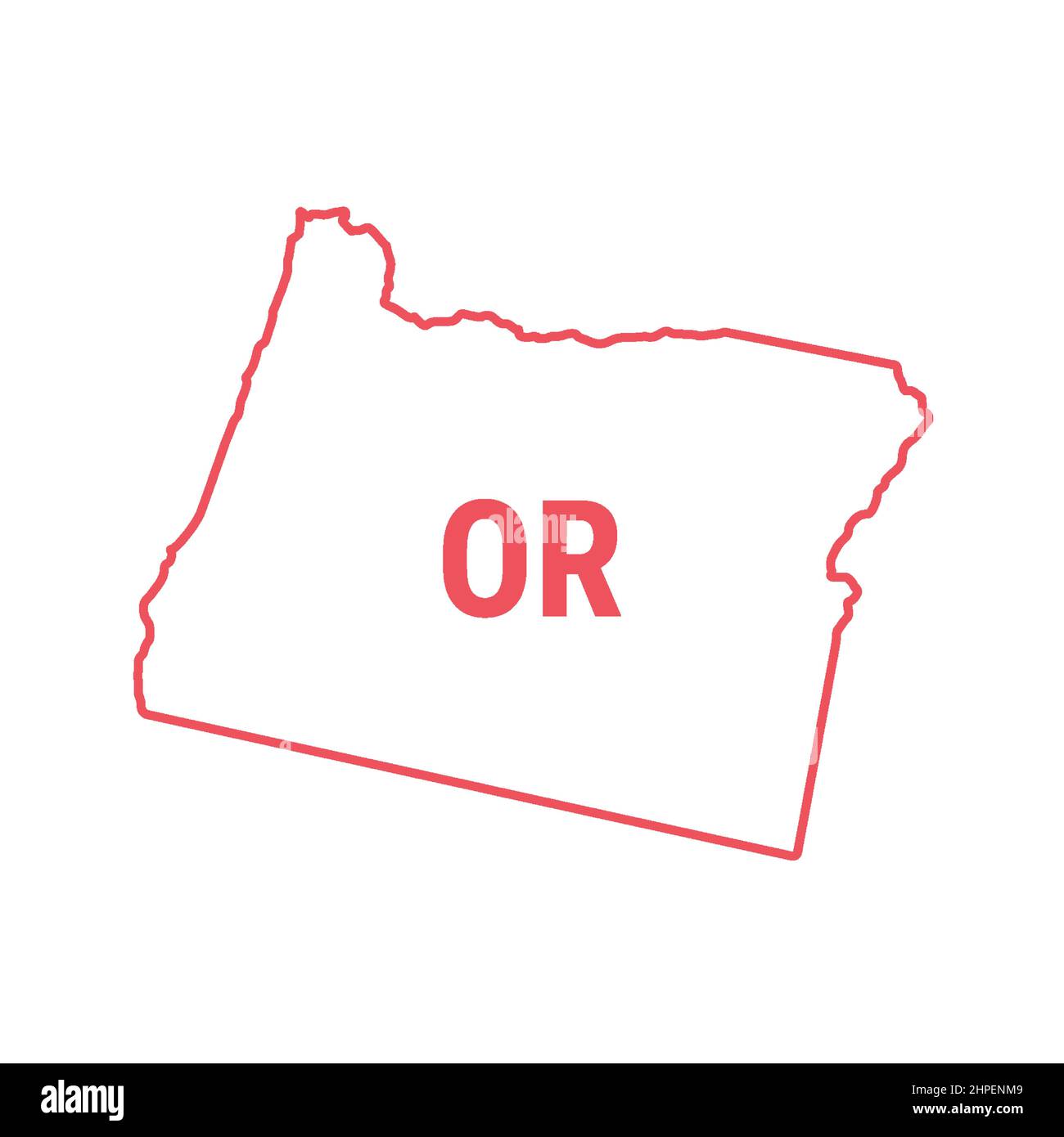 Oregon US state map red outline border. Vector illustration isolated on ...