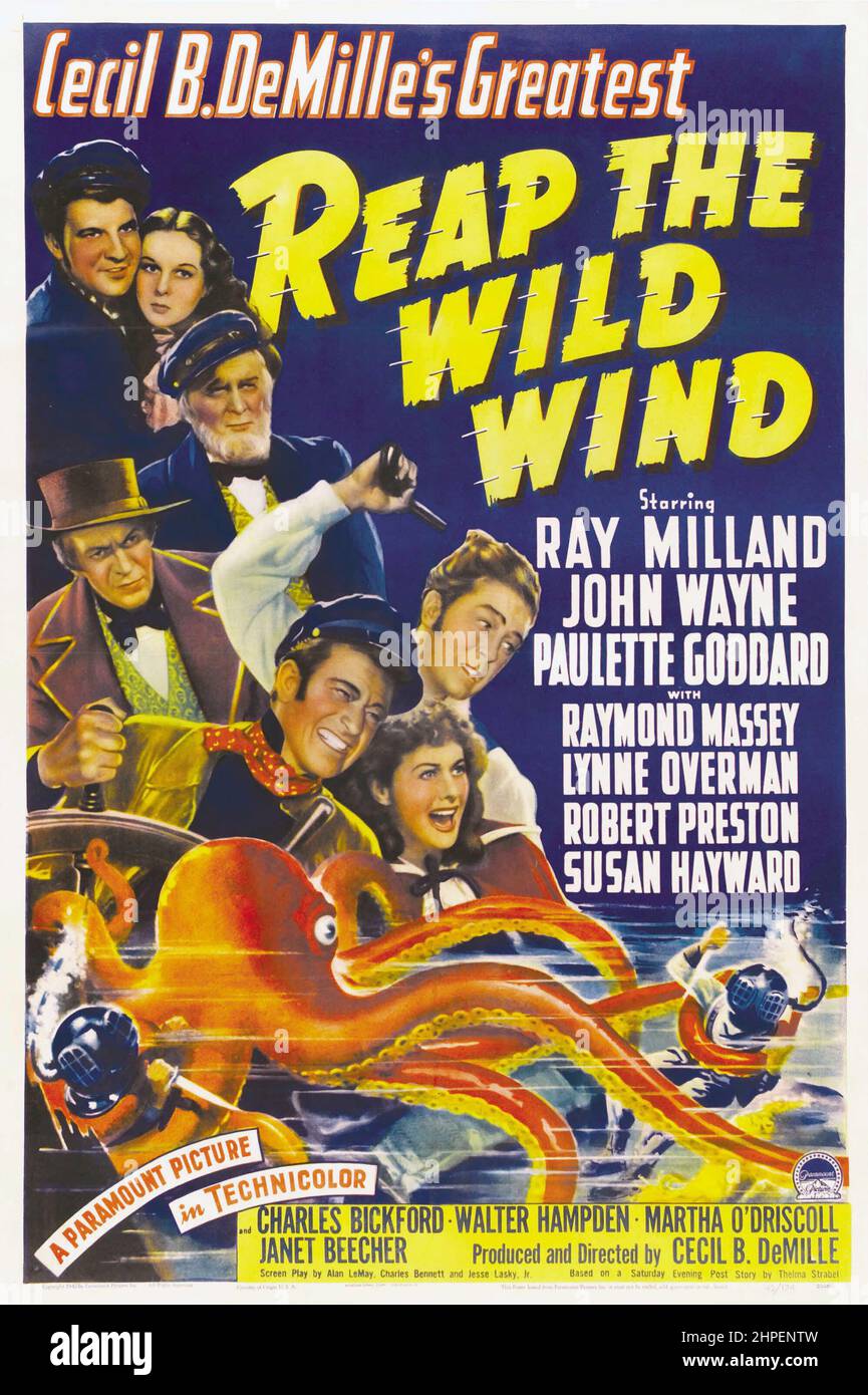JOHN WAYNE, PAULETTE GODDARD and RAY MILLAND in REAP THE WILD WIND ...