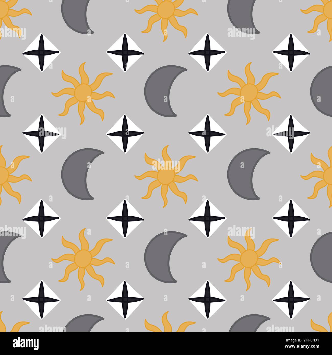 Celestial bodies seamless pattern. Hand drawn astronomical objects on ...