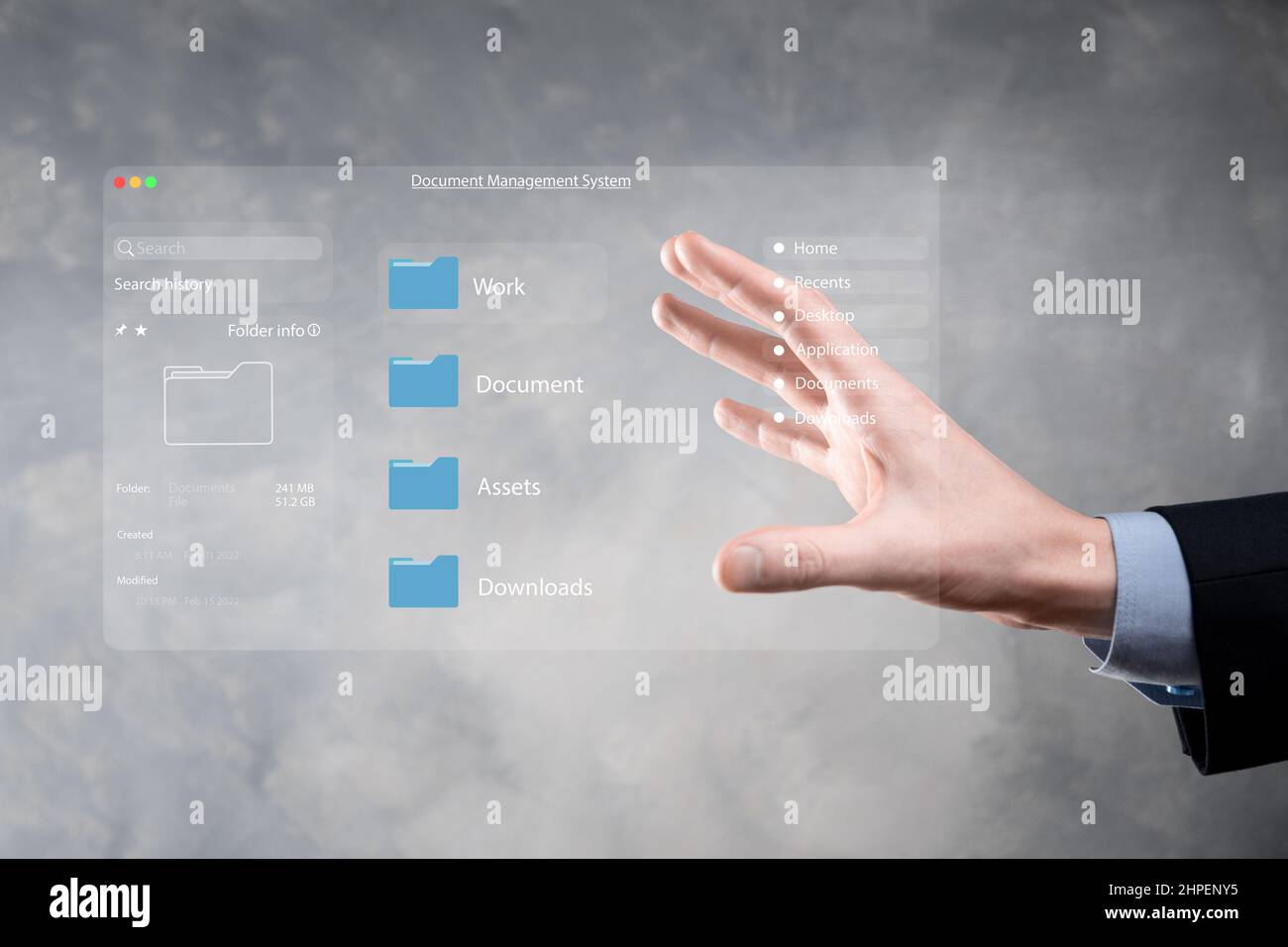 Document management concept. Virtual screen icons Document Management ...