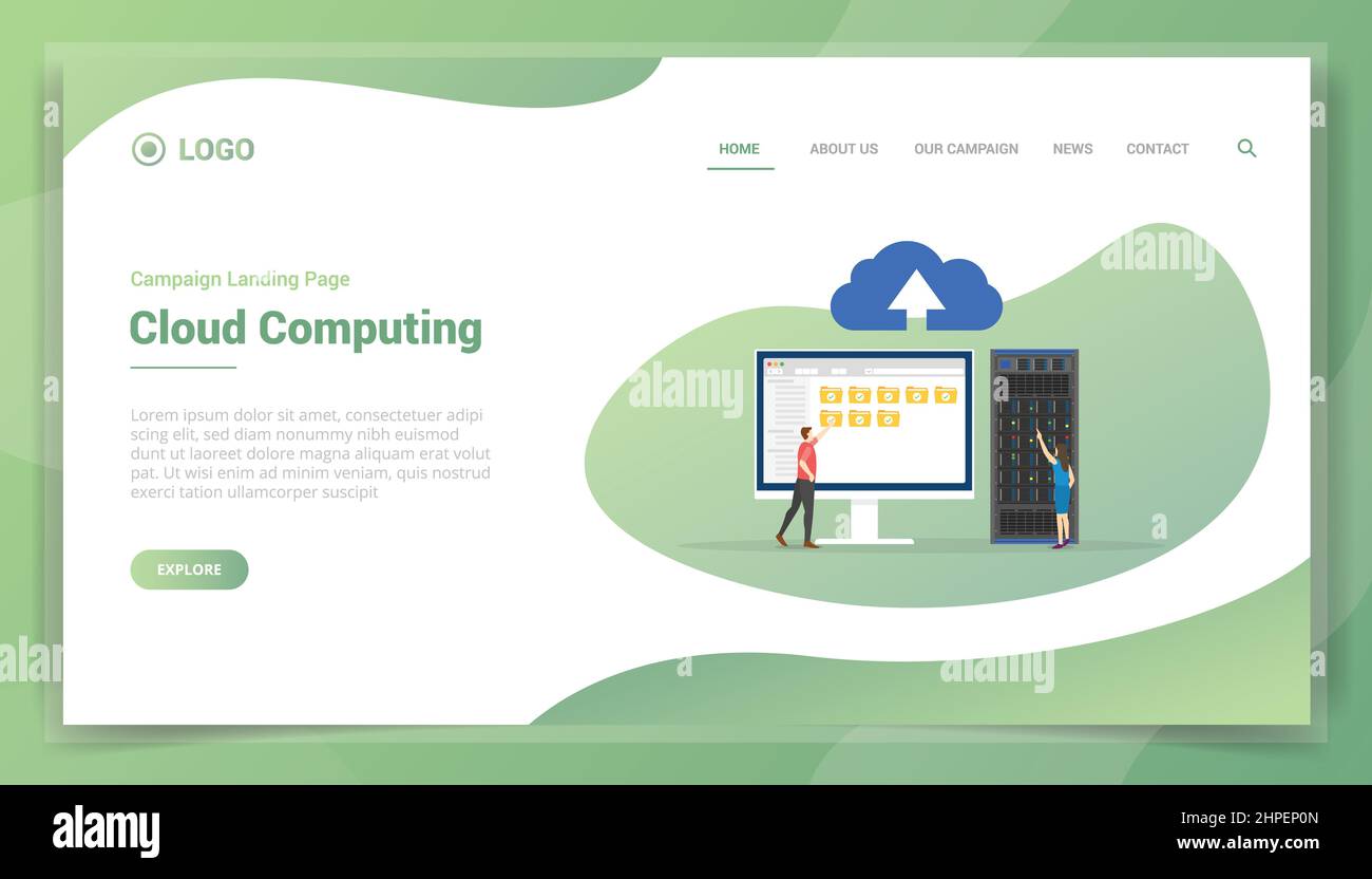 cloud computing concept for website template landing homepage vector ...