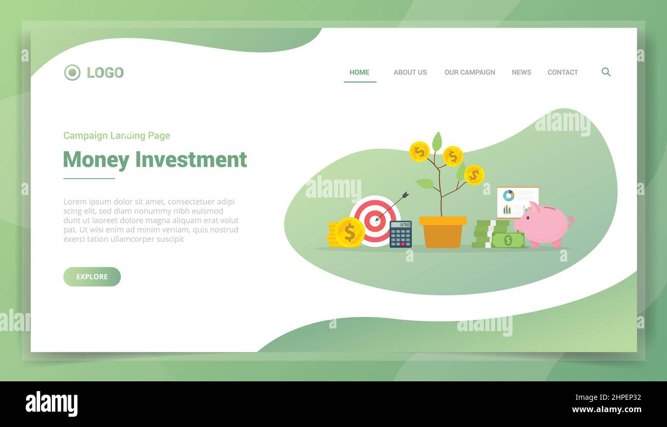 money investment concept for website template landing homepage vector ...