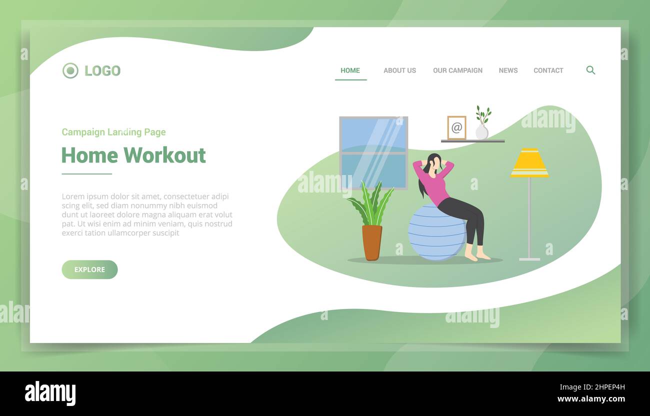 home workout concept for website template landing homepage vector ...