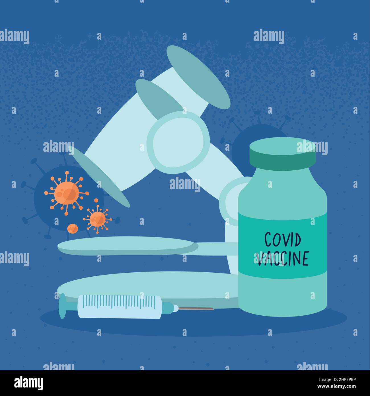covid19 vaccine vial and microscope icons Stock Vector Image & Art - Alamy