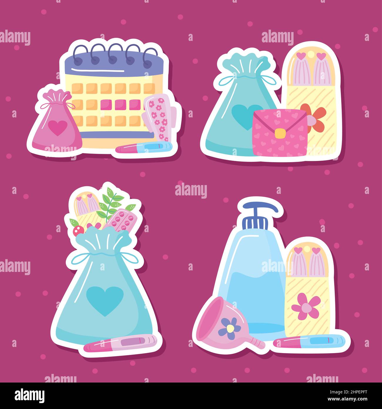 four feminine health set icons Stock Vector Image & Art - Alamy