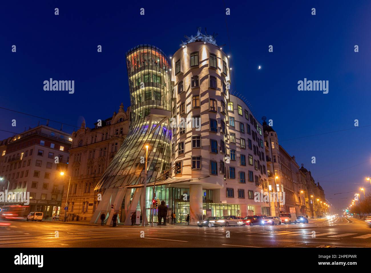 Dancing House in Prague at night Stock Photo - Alamy