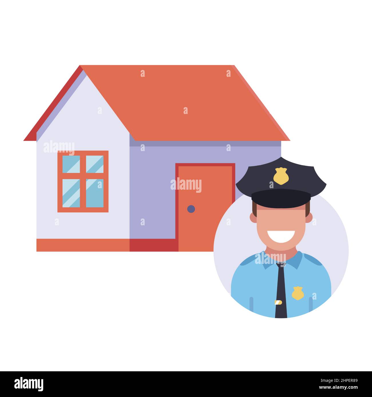 the police are guarding a private house. flat vector illustration Stock ...