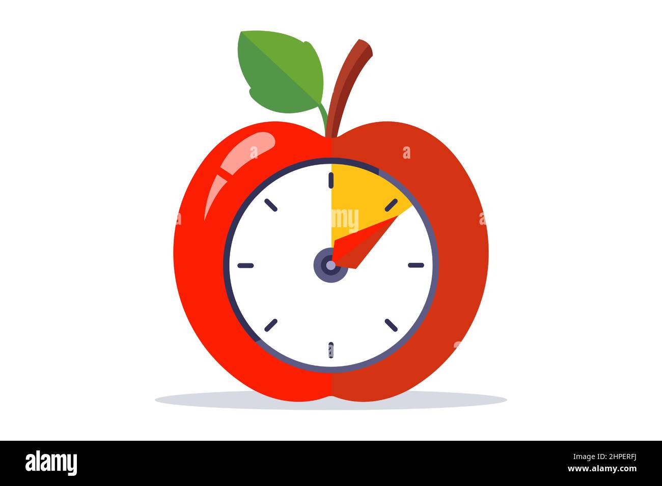 clock in the shape of an apple. good lunch time. flat vector ...