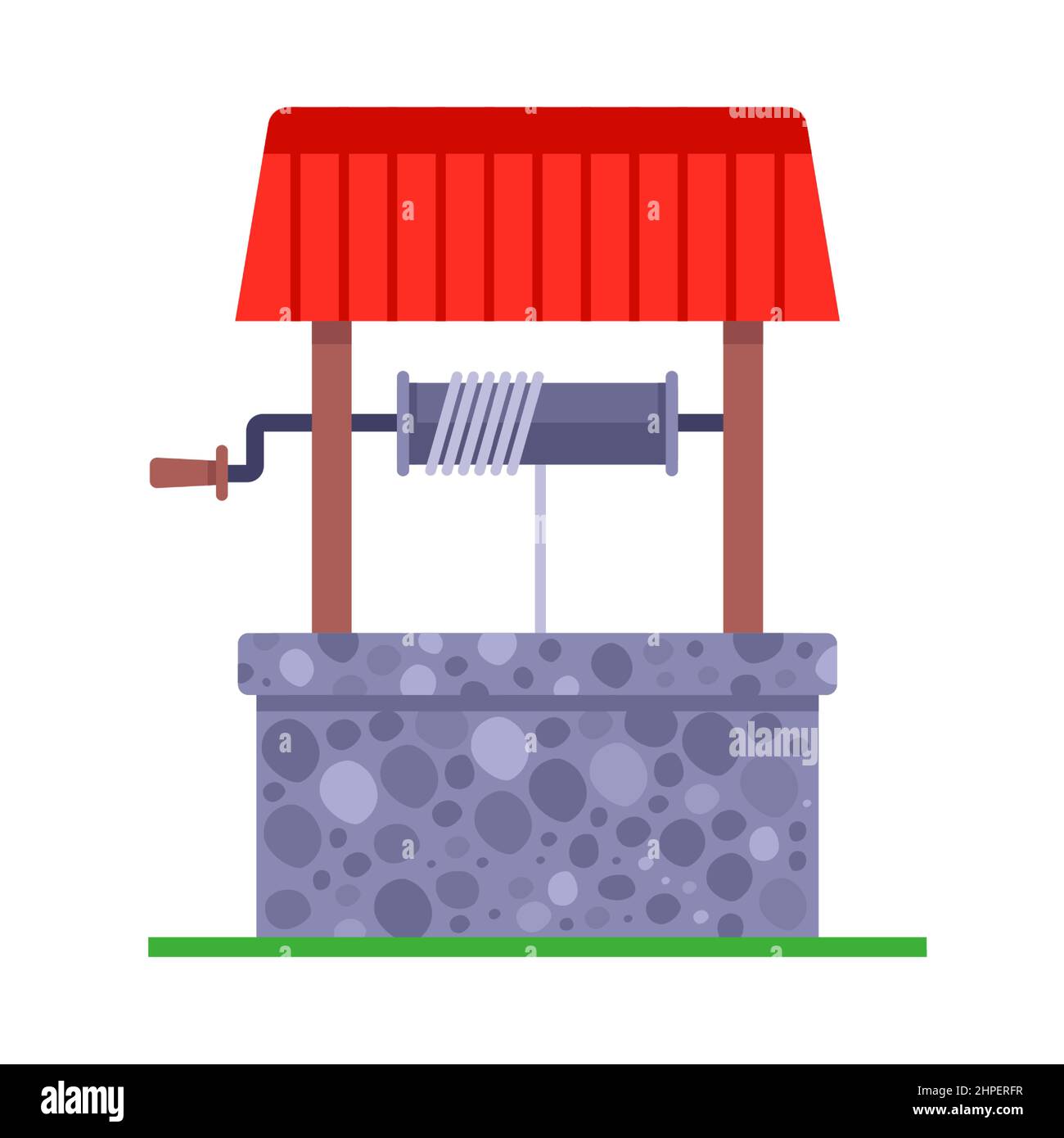 old rustic stone well. flat vector illustration Stock Vector Image ...