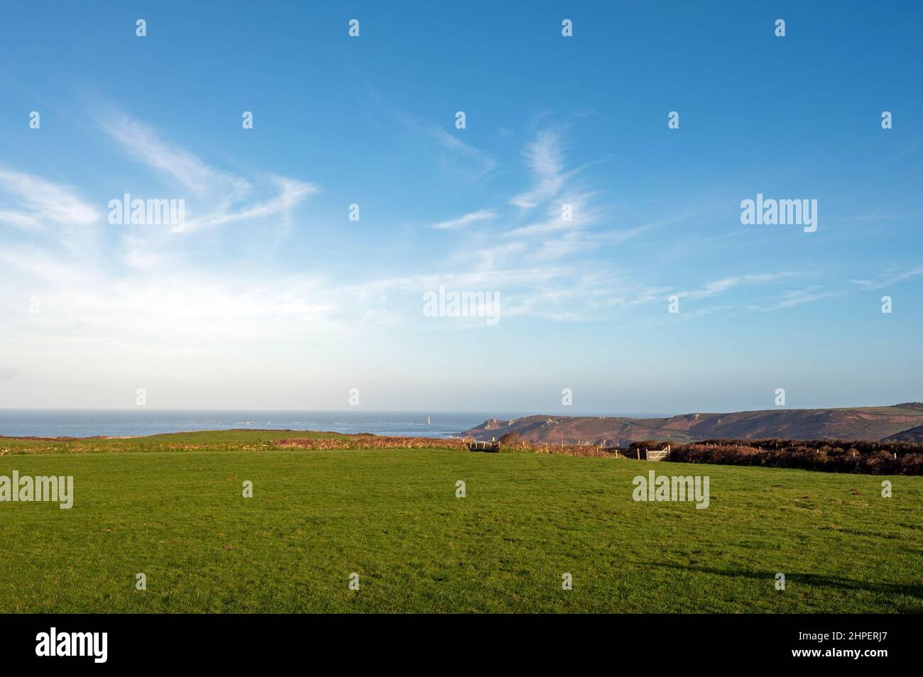 Wild shore of the Normandy coast on the Cotentin peninsula around the cliffs of Jobourg near La ...