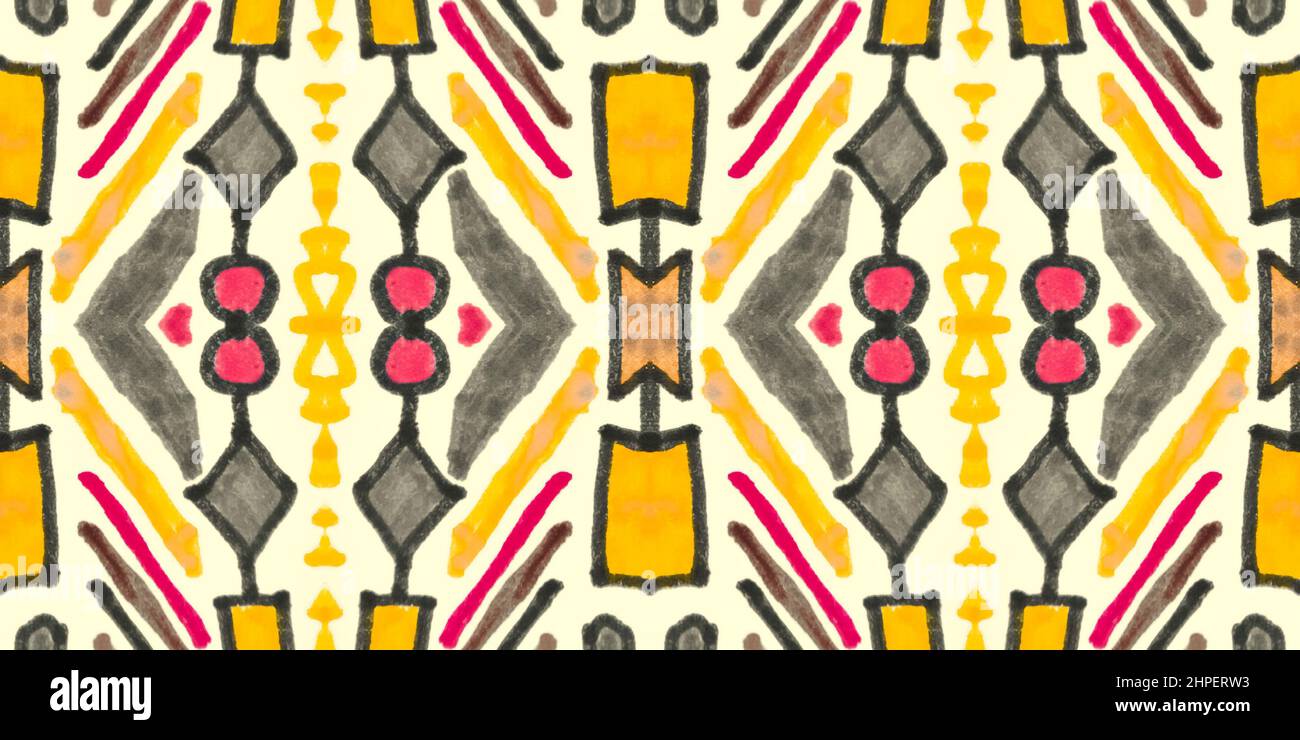 Seamless peruvian pattern. Hand drawn aztec illustration Stock Photo ...