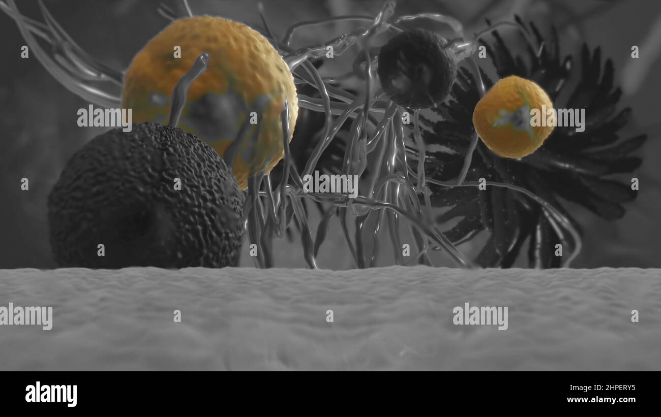 3d illustration - a damaged and disintegrating cancer cell Stock Photo ...