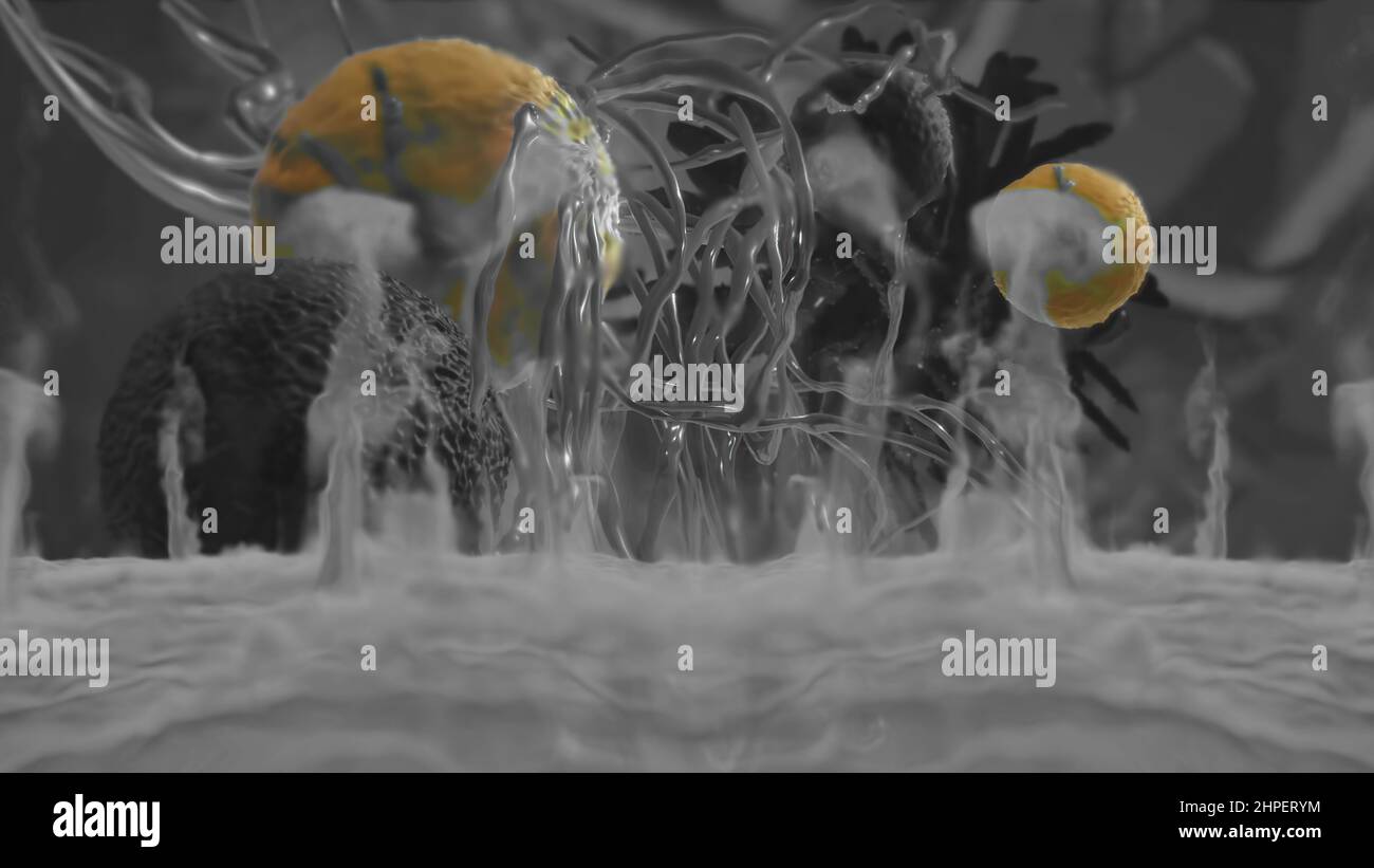 3d illustration - a damaged and disintegrating cancer cell Stock Photo ...