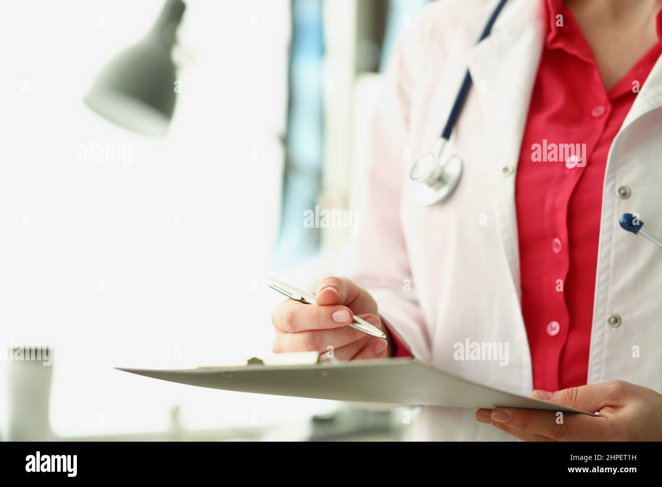 Qualified doctor fill in prescription for patient and list needed ...