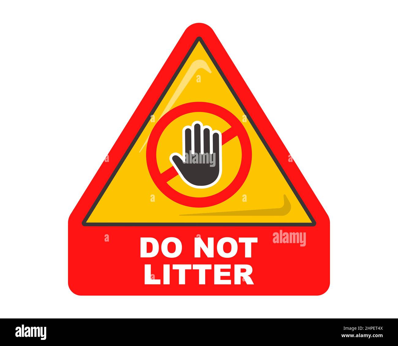 triangular red sign do not litter. warning symbol. flat vector ...