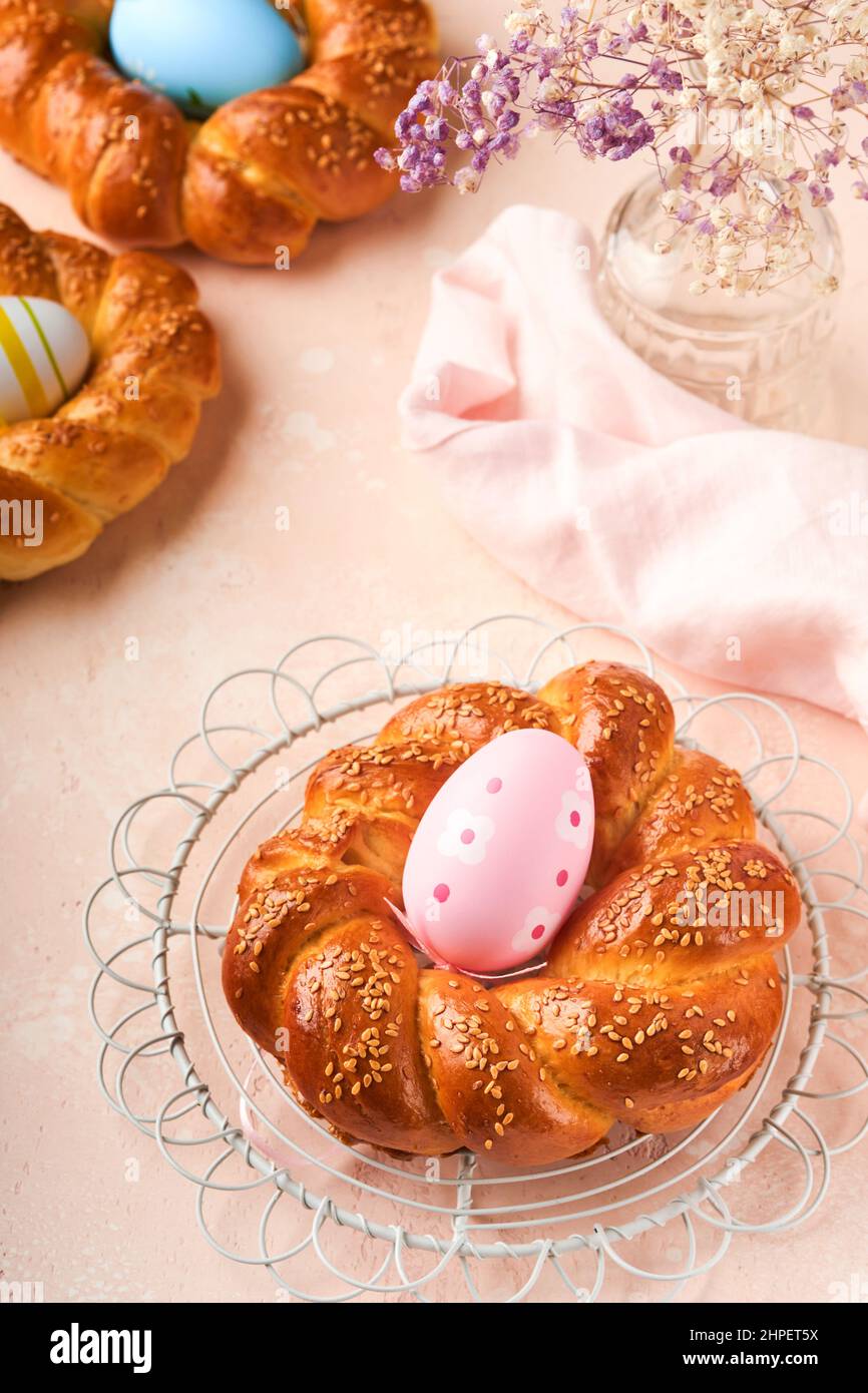 Spanish Easter cake. Traditional mona de pascua typical in Spain with ...