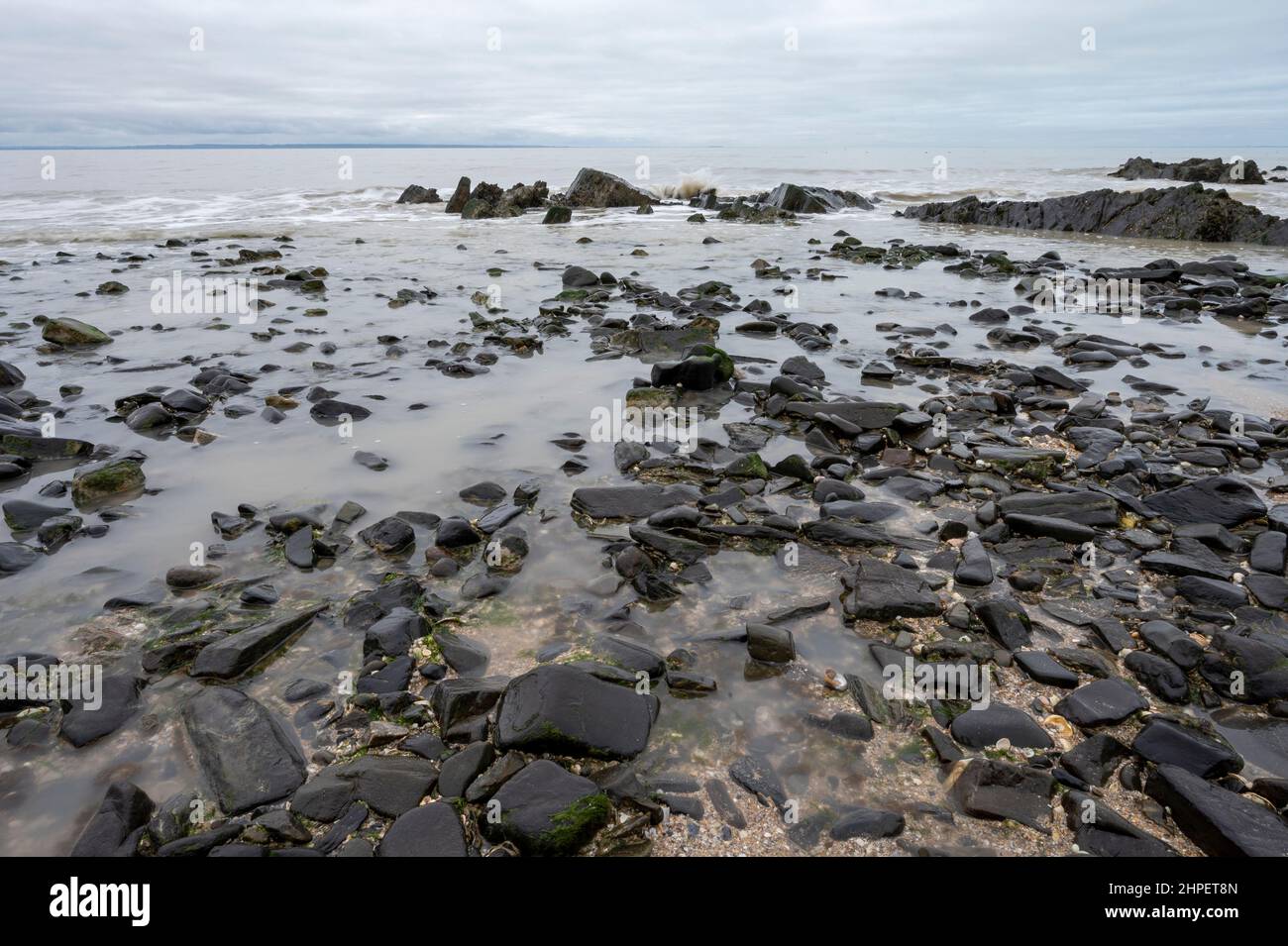 Landscape of the wild coast of the French Normandy with clouds and the ...