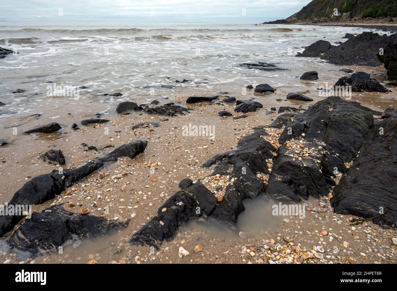 Landscape of the wild coast of the French Normandy with clouds and the ...