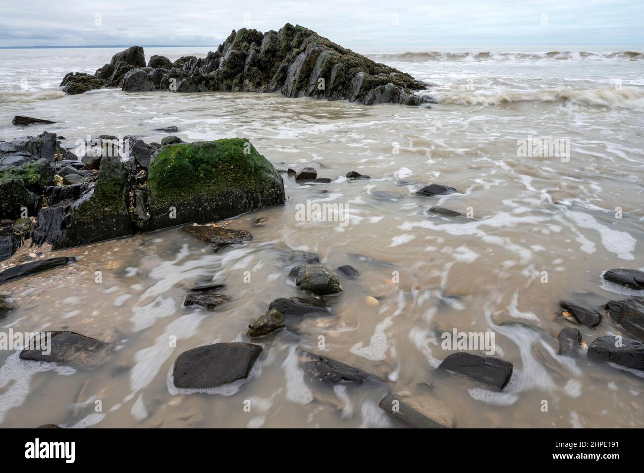 Landscape of the wild coast of the French Normandy with clouds and the ...