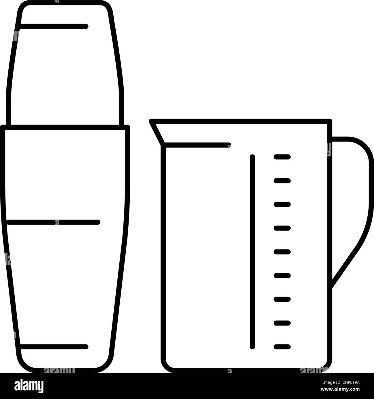 measuring cup and mixer for make coffee cocktail line icon vector ...