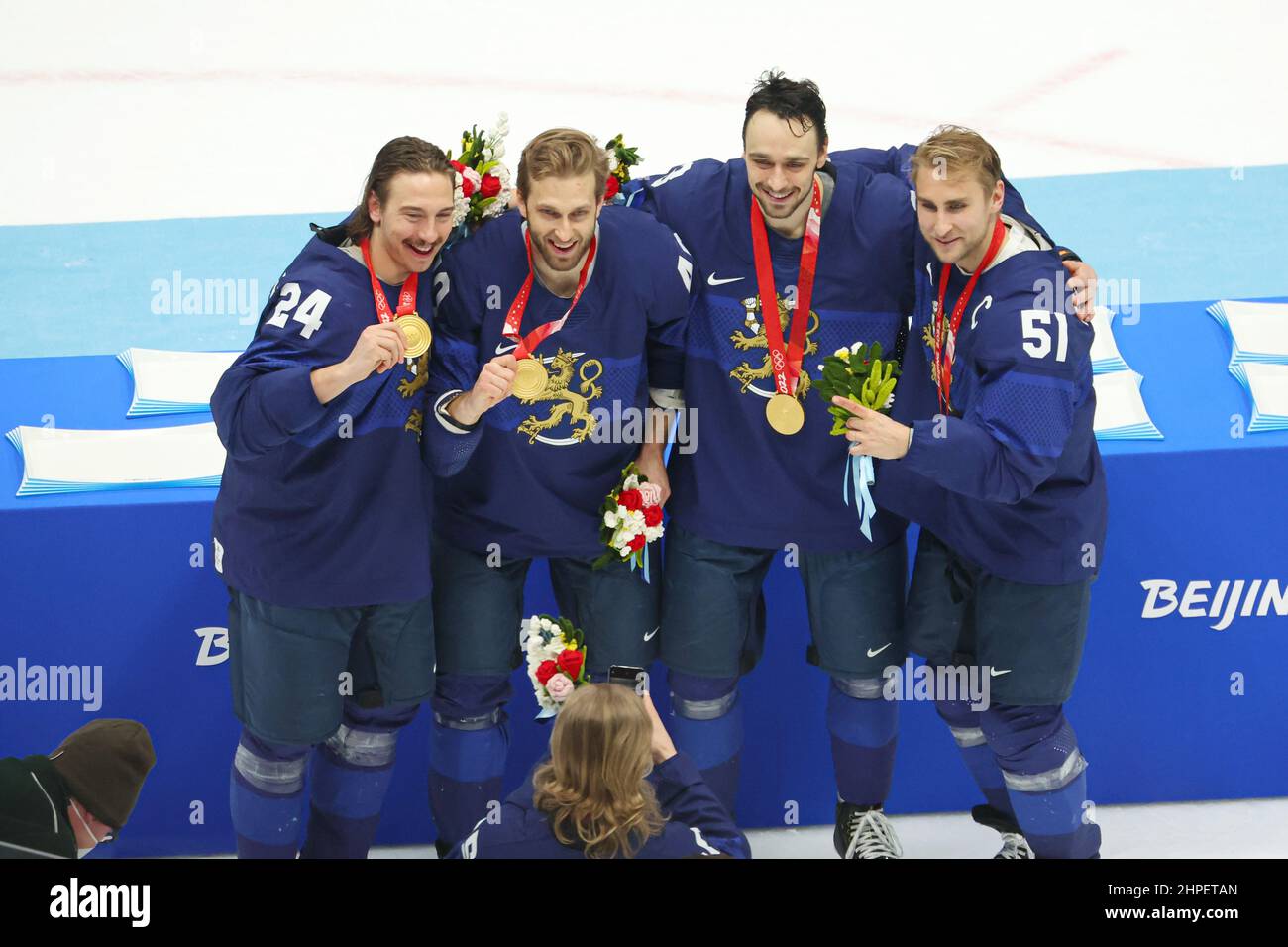 Beijing, China. 20th Feb, 2022. Finland team group (FIN) Ice Hockey ...